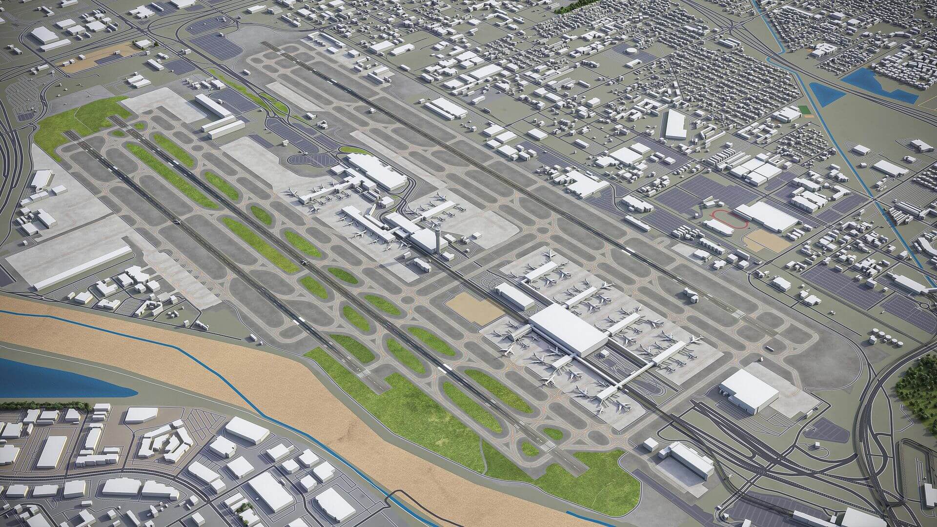 Phoenix Sky Harbor International Airport - PHX 3D Model by 3dcitymodels