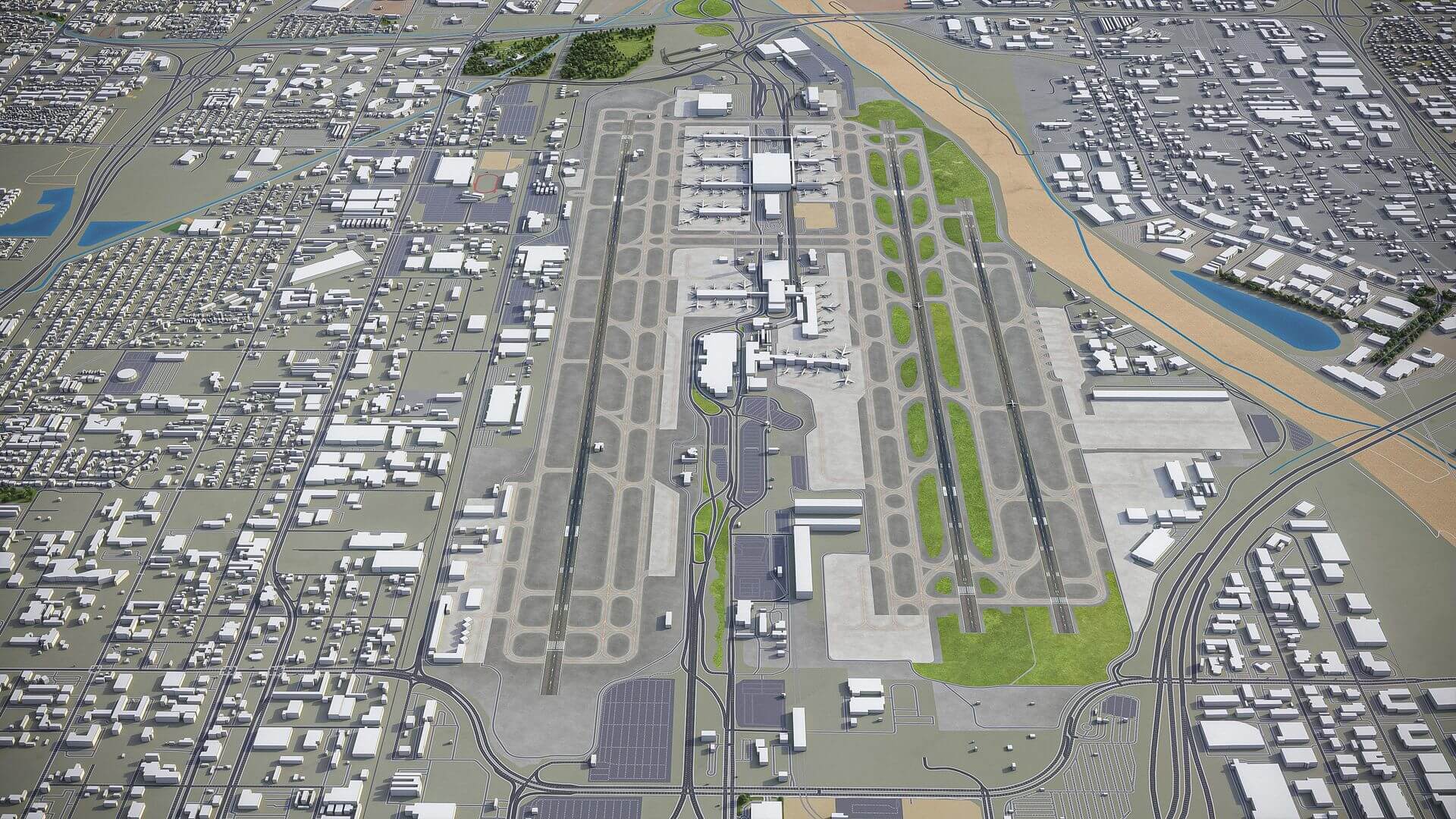 Phoenix Sky Harbor International Airport - PHX 3D Model by 3dcitymodels