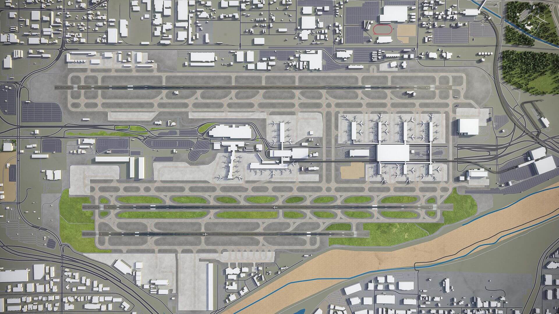 Phoenix Sky Harbor International Airport - PHX 3D Model by 3dcitymodels