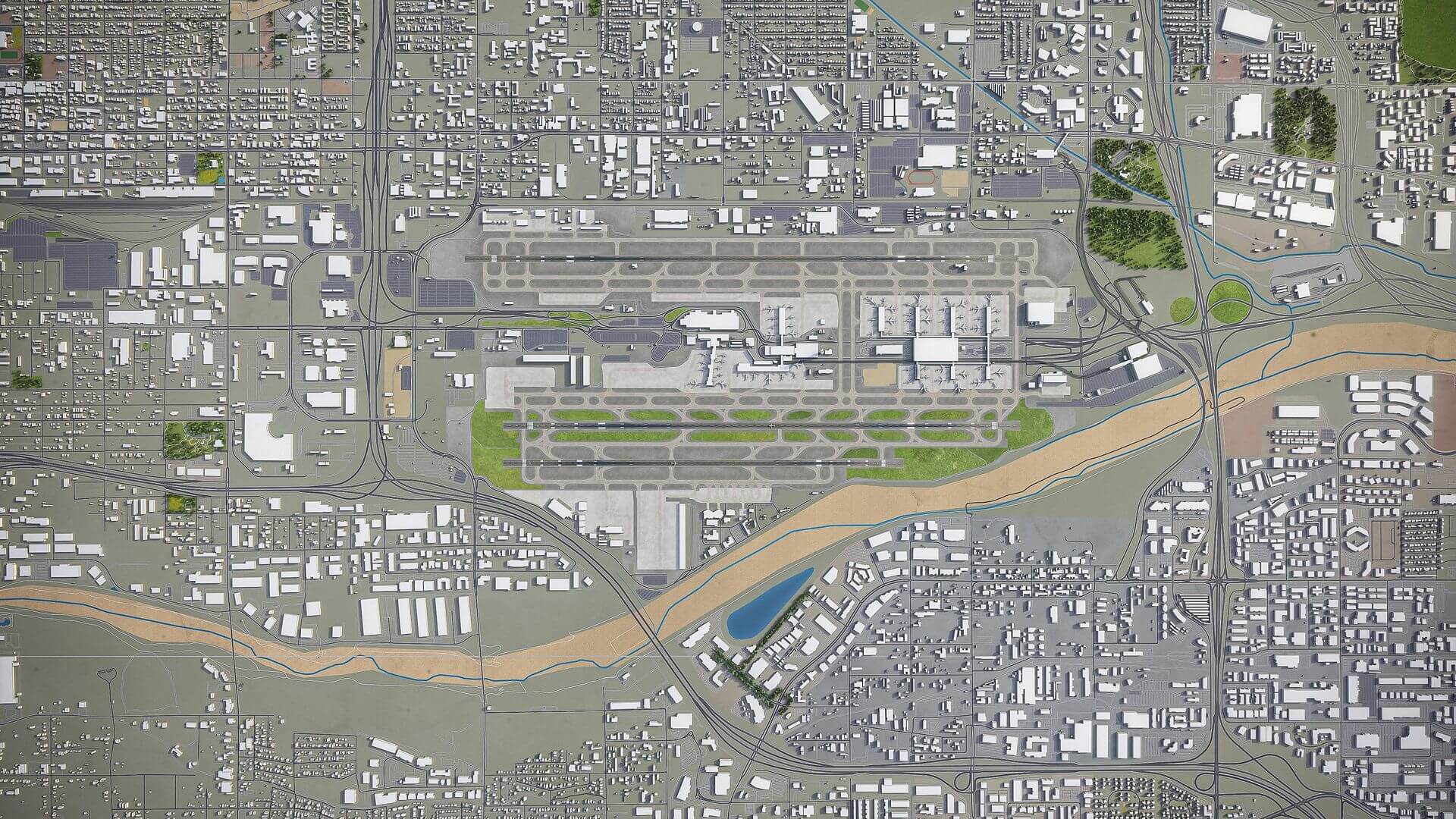 Phoenix Sky Harbor International Airport - PHX 3D Model by 3dcitymodels