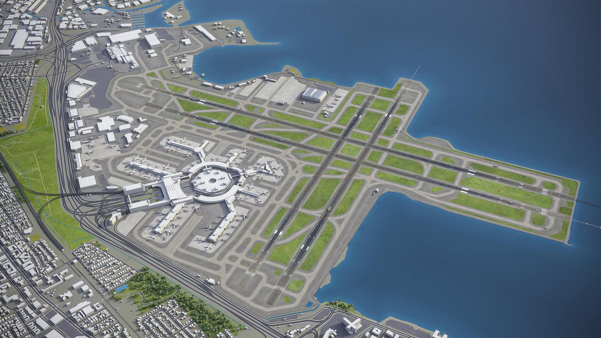 San Francisco International Airport - SFO 3D Model by 3dcitymodels