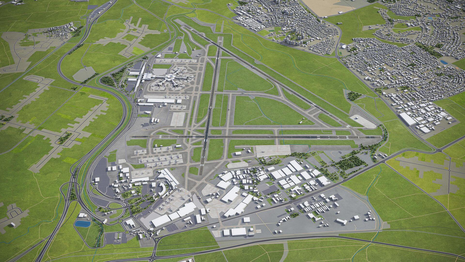 Tel Aviv Ben Gurion Airport - TLV 3D Model by 3dcitymodels