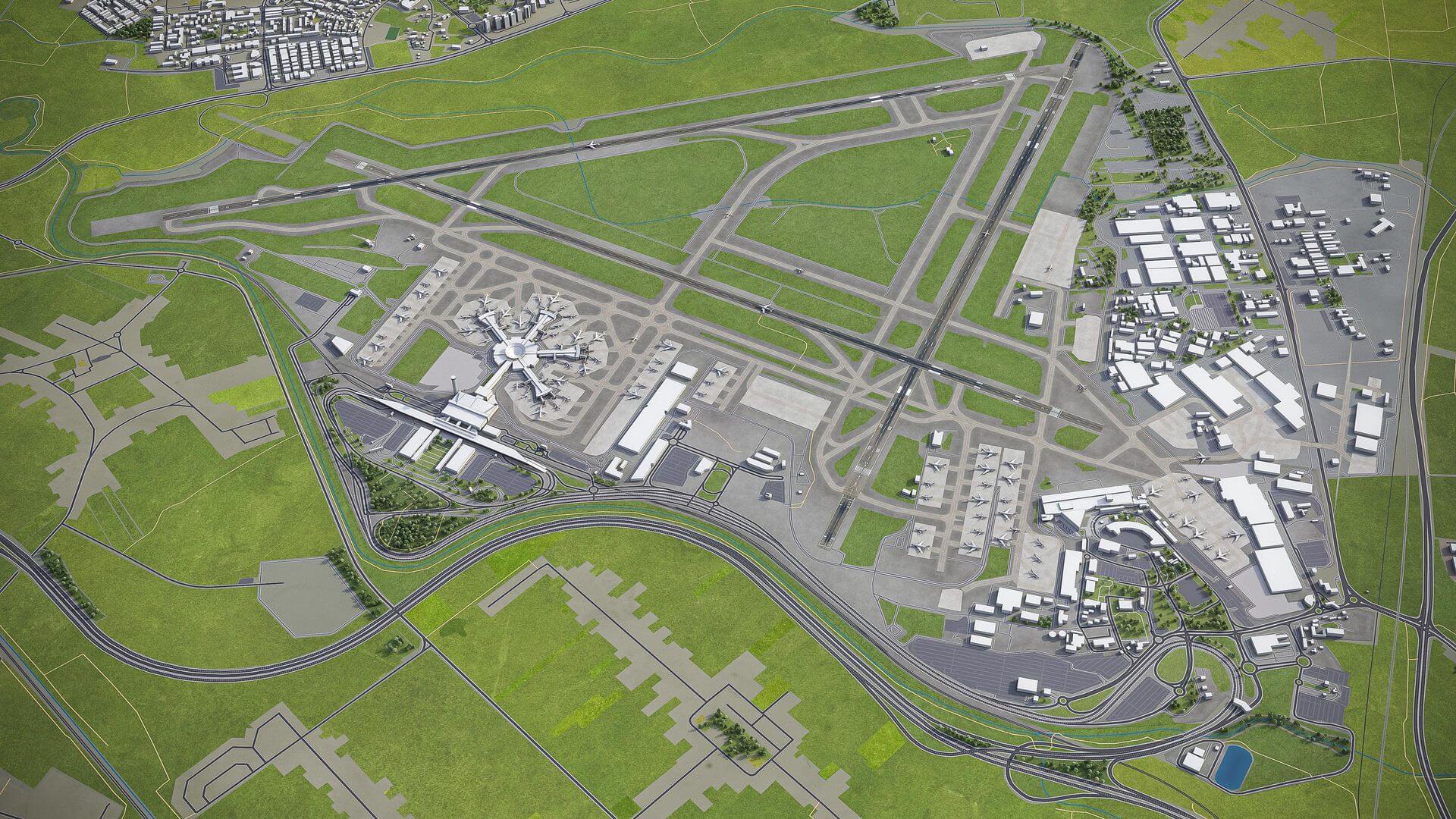 Tel Aviv Ben Gurion Airport - TLV 3D Model by 3dcitymodels