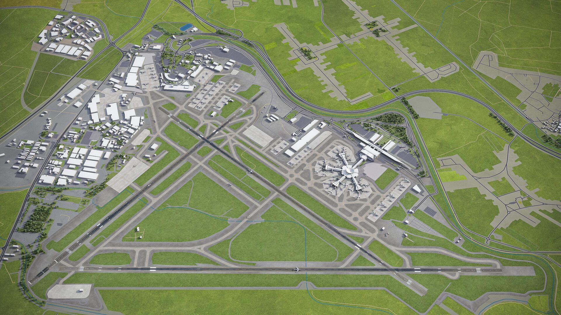 Tel Aviv Ben Gurion Airport - TLV 3D Model by 3dcitymodels