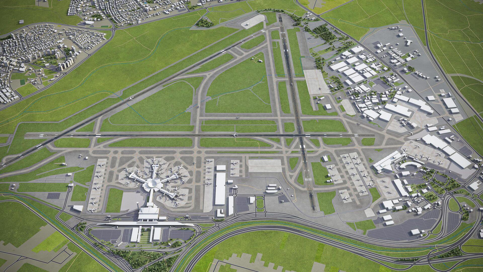 Tel Aviv Ben Gurion Airport - TLV 3D Model by 3dcitymodels