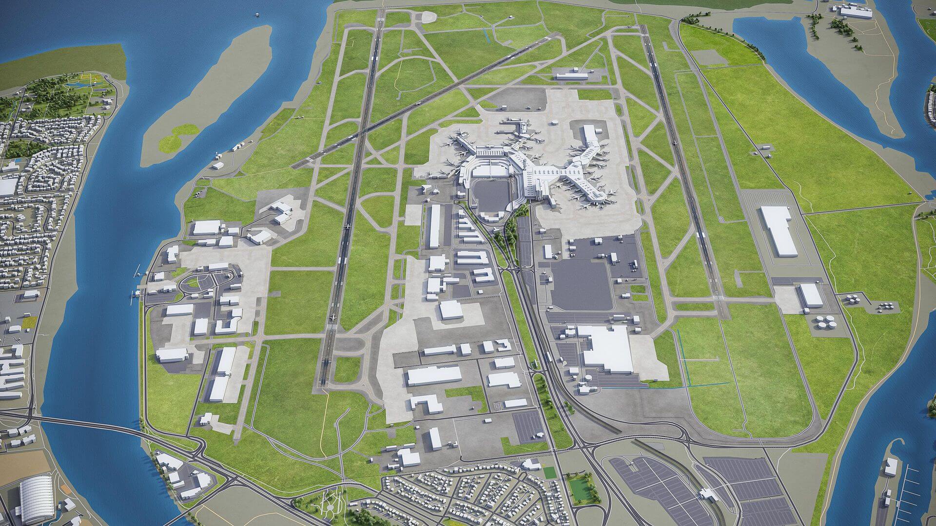 Vancouver Airport - YVR 3D Model by 3dcitymodels