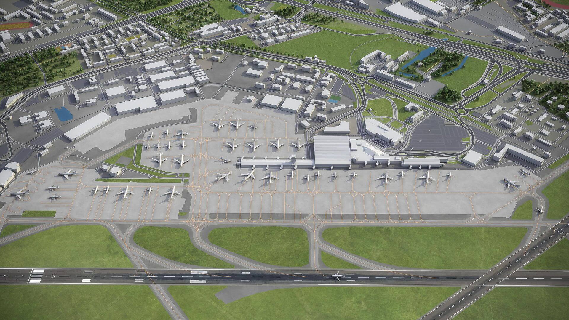 Warsaw Chopin Airport - WAW 3D Model by 3dcitymodels