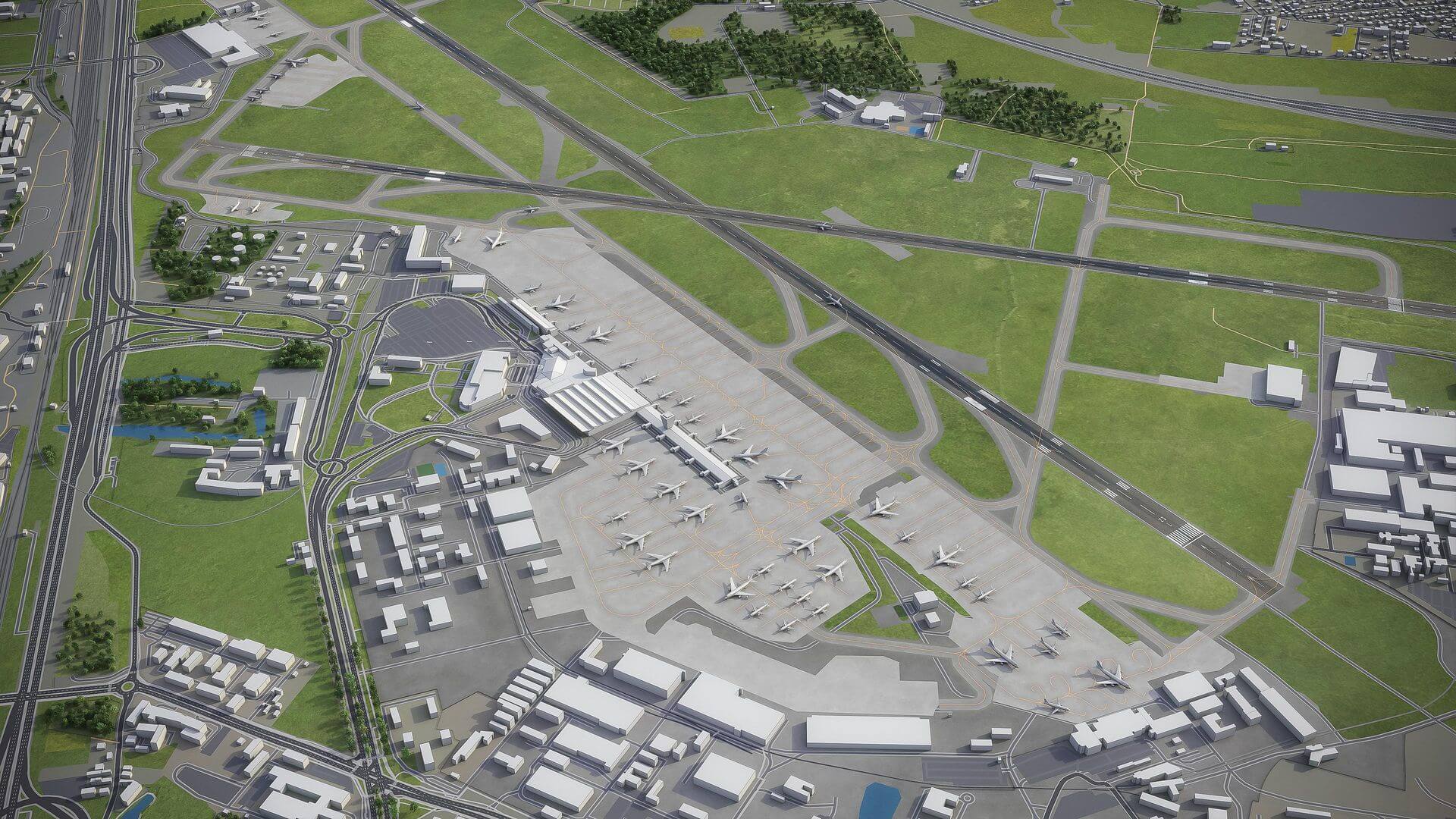 Warsaw Chopin Airport - WAW 3D Model by 3dcitymodels