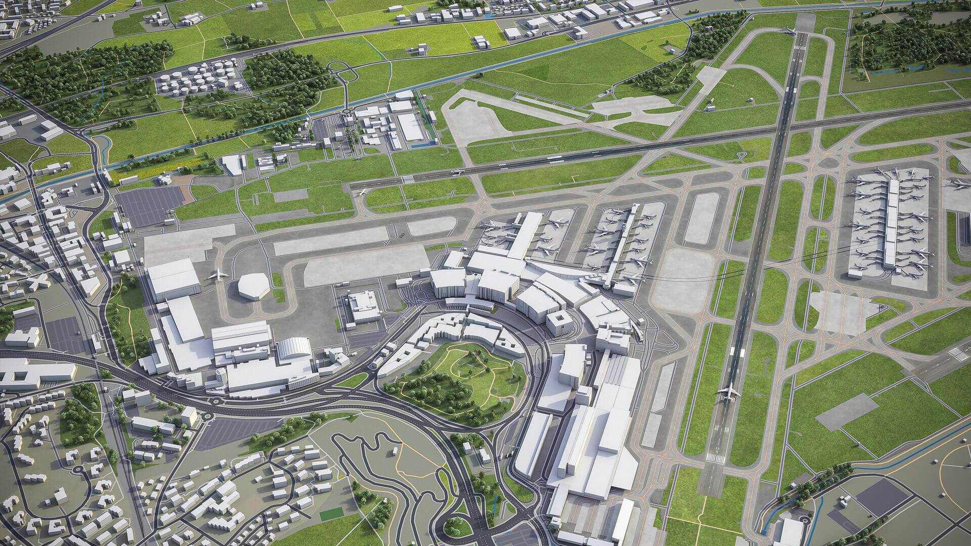 Zurich Airport - ZRH 3D Model by 3dcitymodels