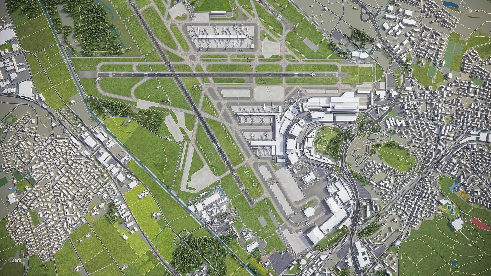 Zurich Airport - ZRH 3D Model by 3dcitymodels