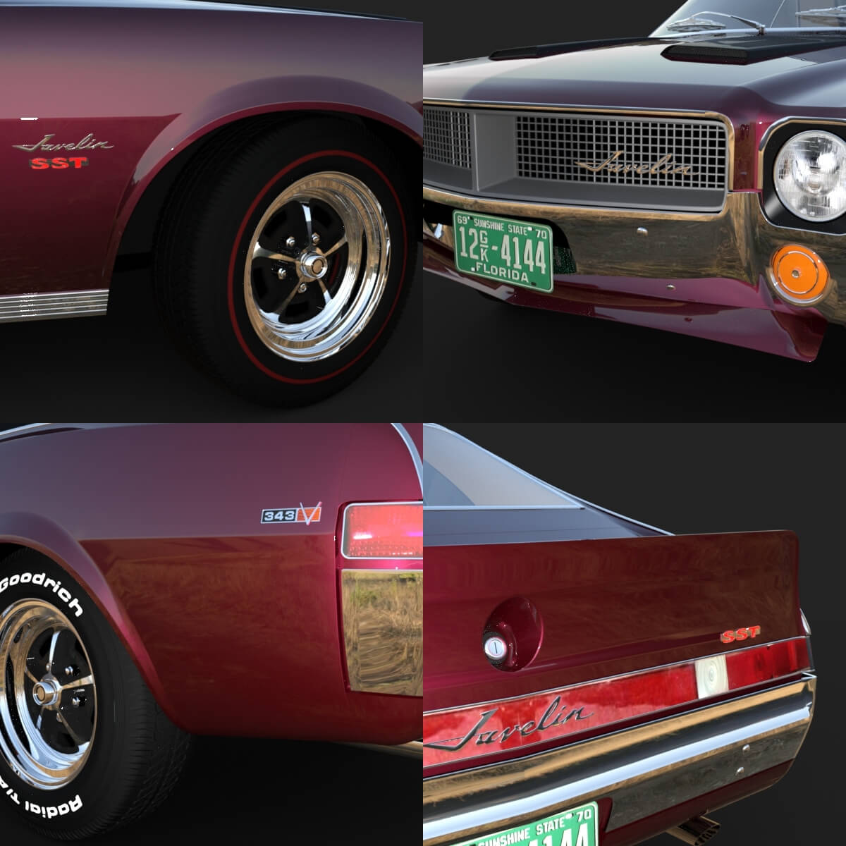 AMC Javelin 1968 3D Render, Digital Art by 3DClassics