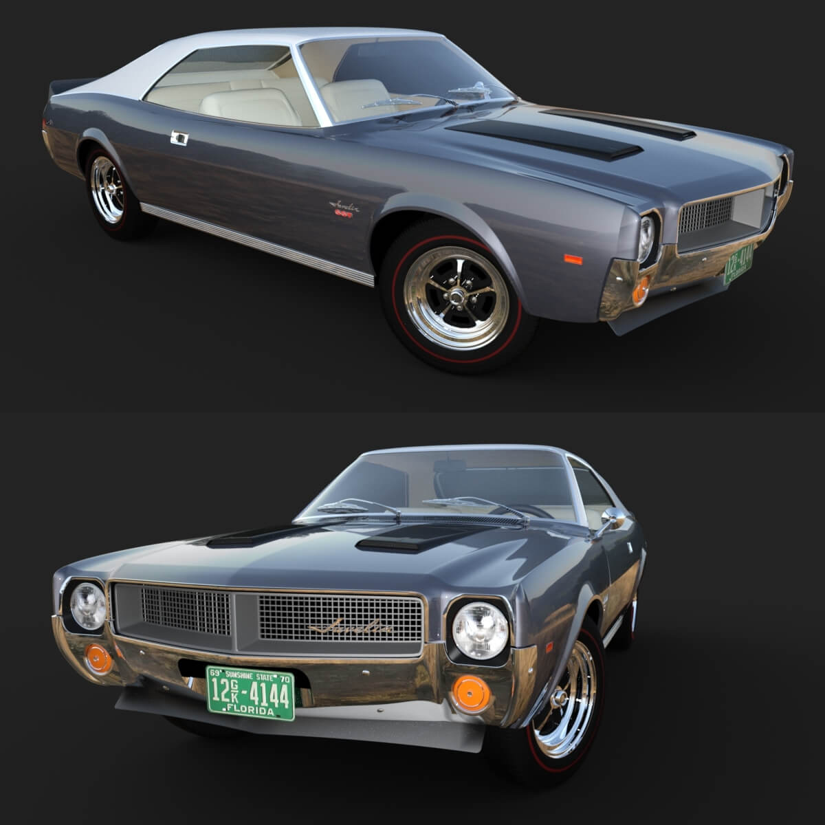 AMC Javelin 1968 3D Render, Digital Art by 3DClassics