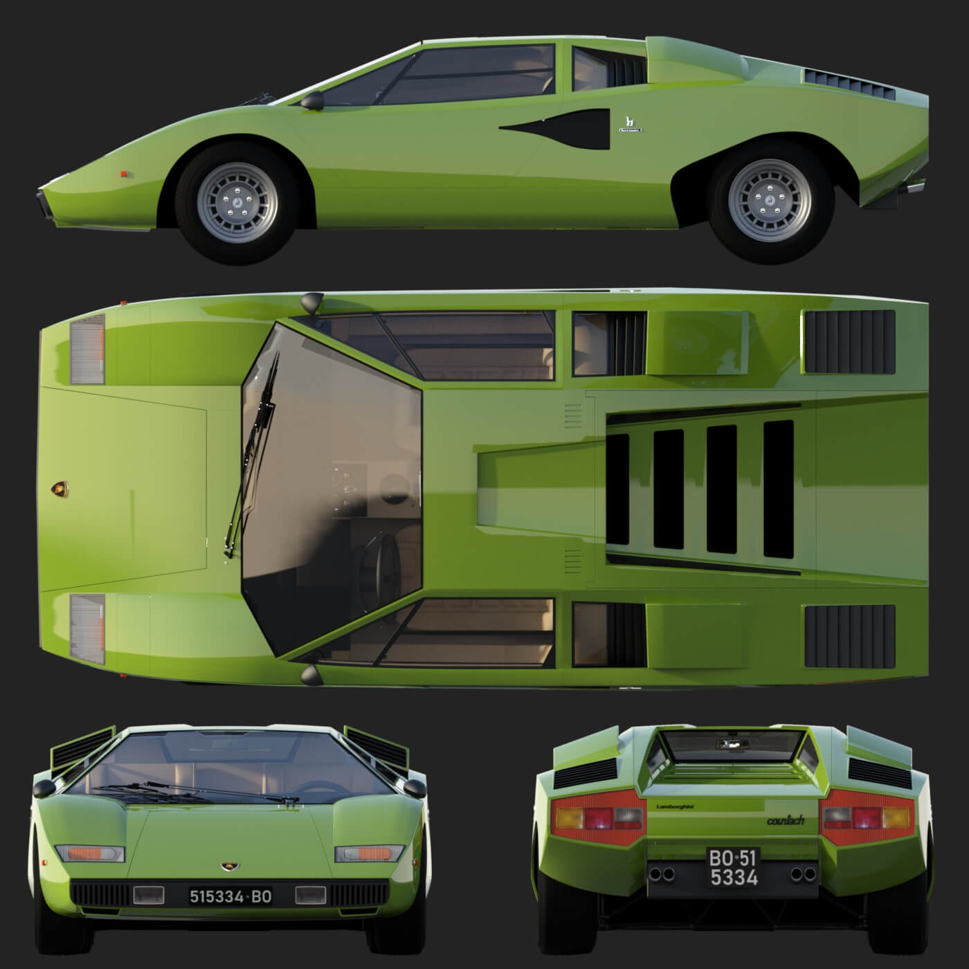 LAMBORGHINI COUNTACH PERISCOPO 1974 3D Render by 3DClassics