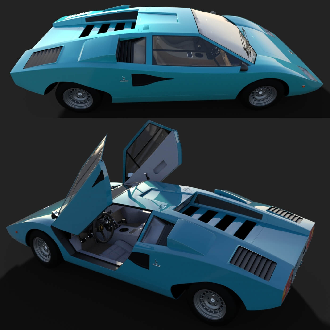 LAMBORGHINI COUNTACH PERISCOPO 1974 3D Render by 3DClassics