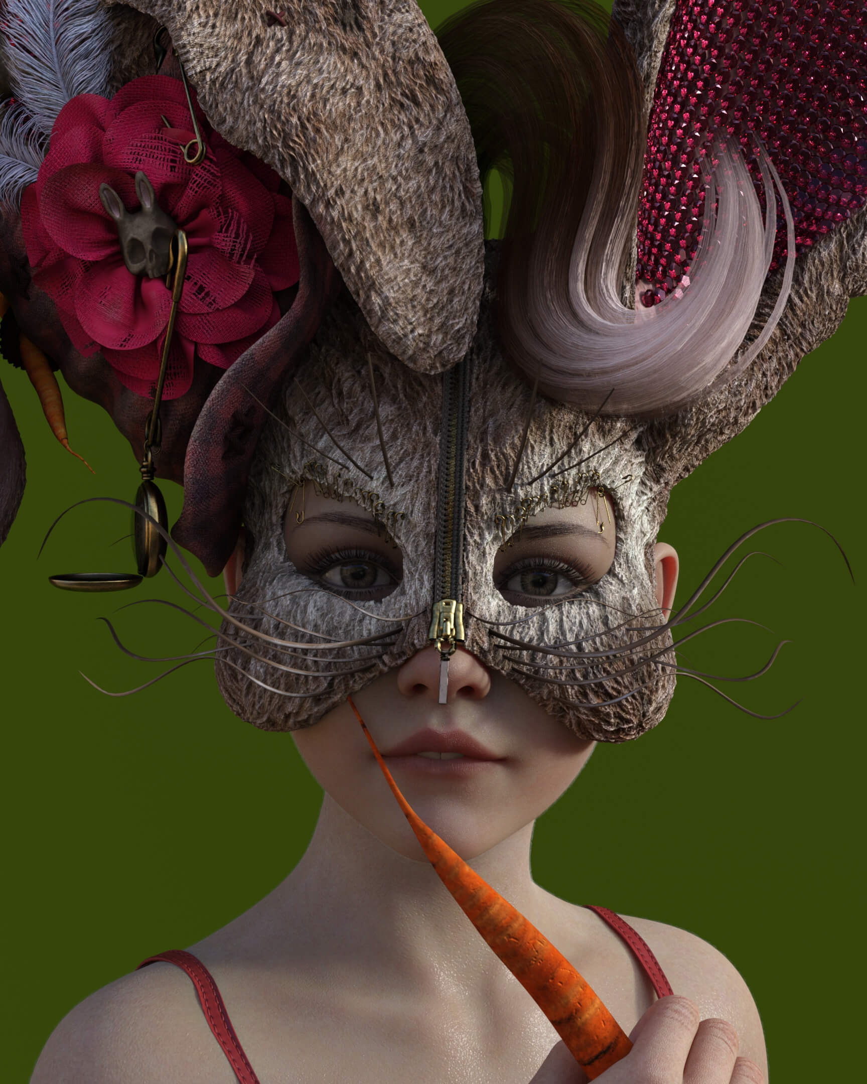 Bad Bunny Headdress 3D Render, Digital Art by 3ddased