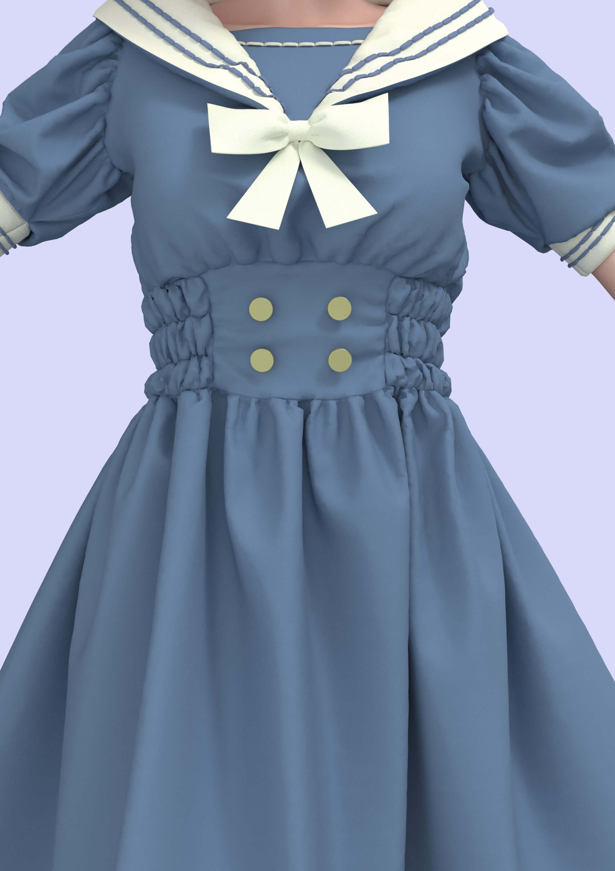 Dress Lolita High Poly 3D Model by 3deelee