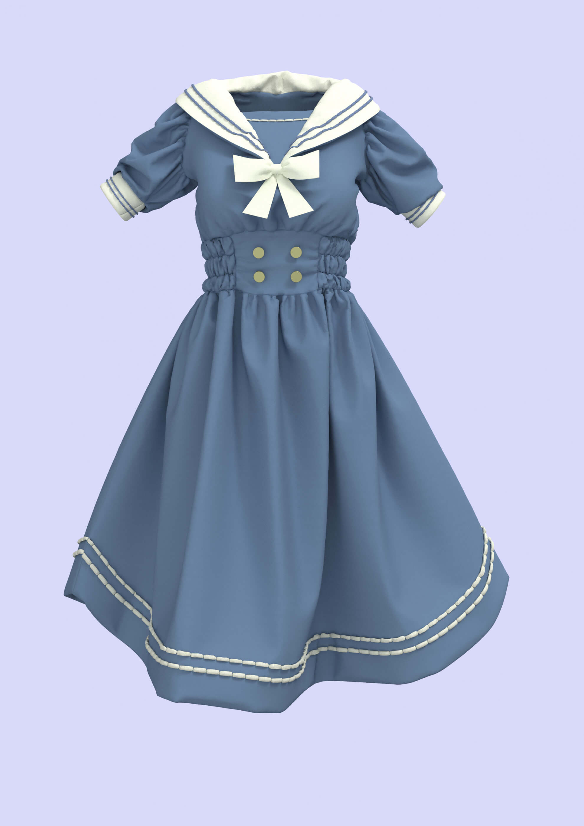 Dress Lolita High Poly 3D Model by 3deelee