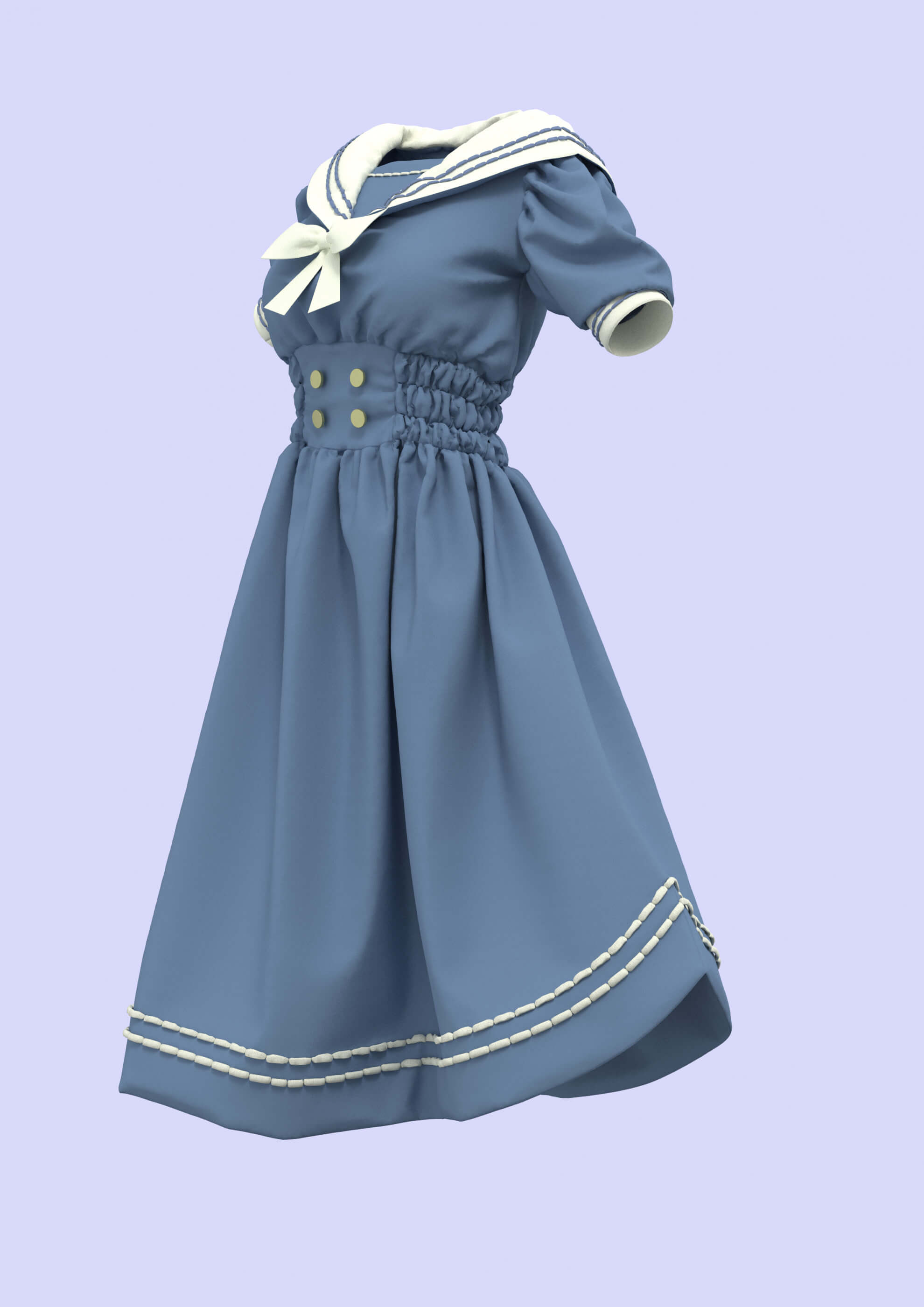 Dress Lolita High Poly 3D Model by 3deelee