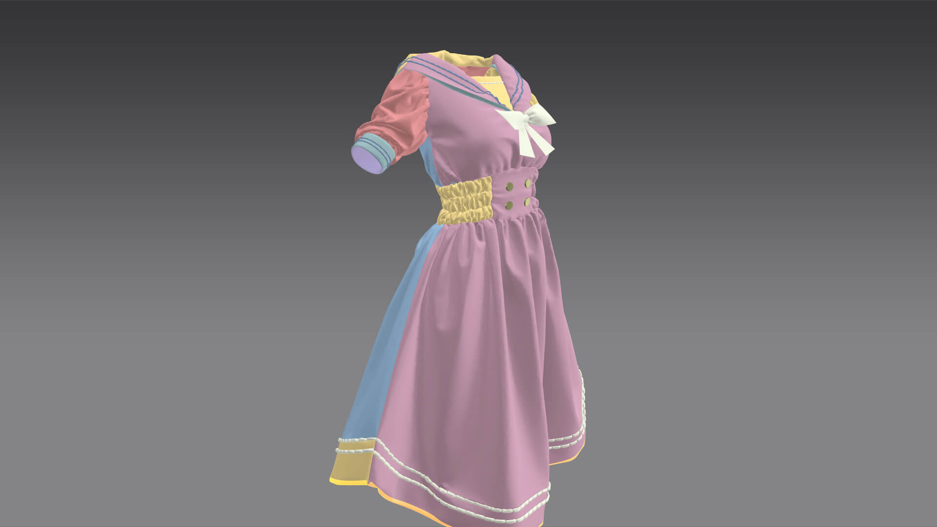 Dress Lolita High Poly 3D Model by 3deelee