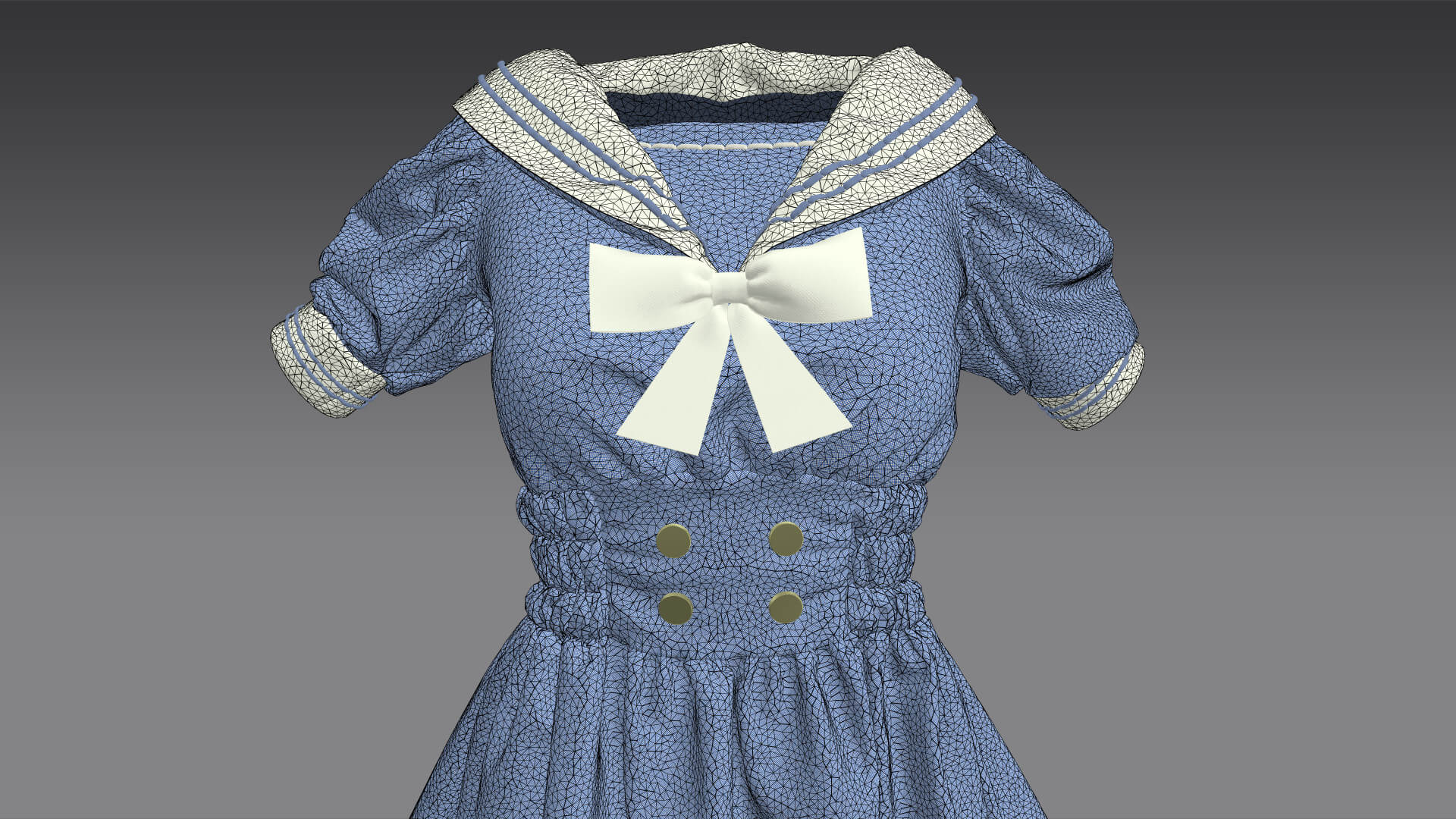 Dress Lolita High Poly 3D Model by 3deelee