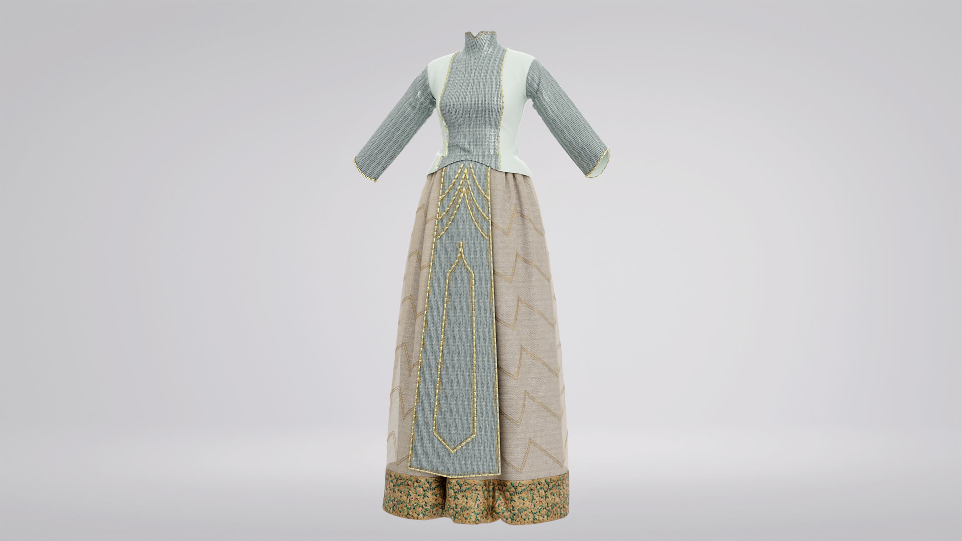 Hanfu-Cheongsam High-Poly 3D Model by 3deelee