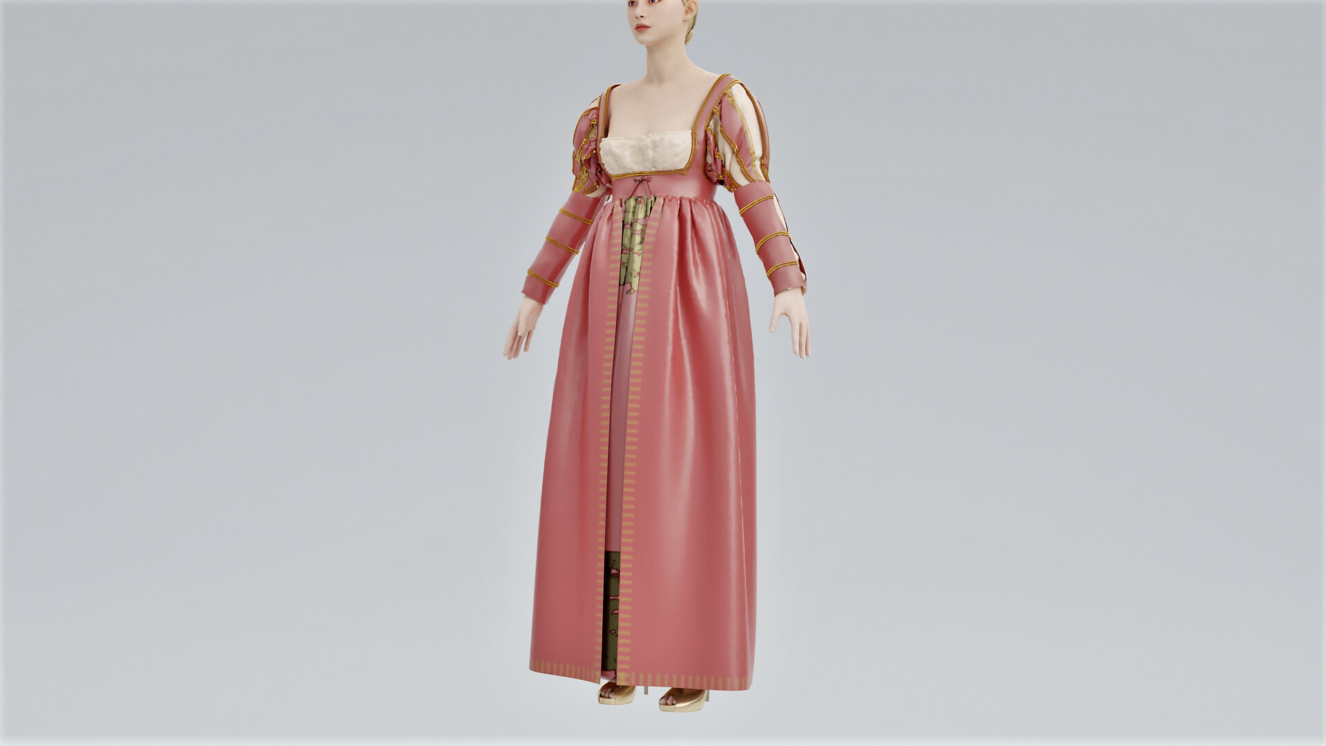 Italian Renaissance Dress, Historical Gown - 3D Model by 3deelee