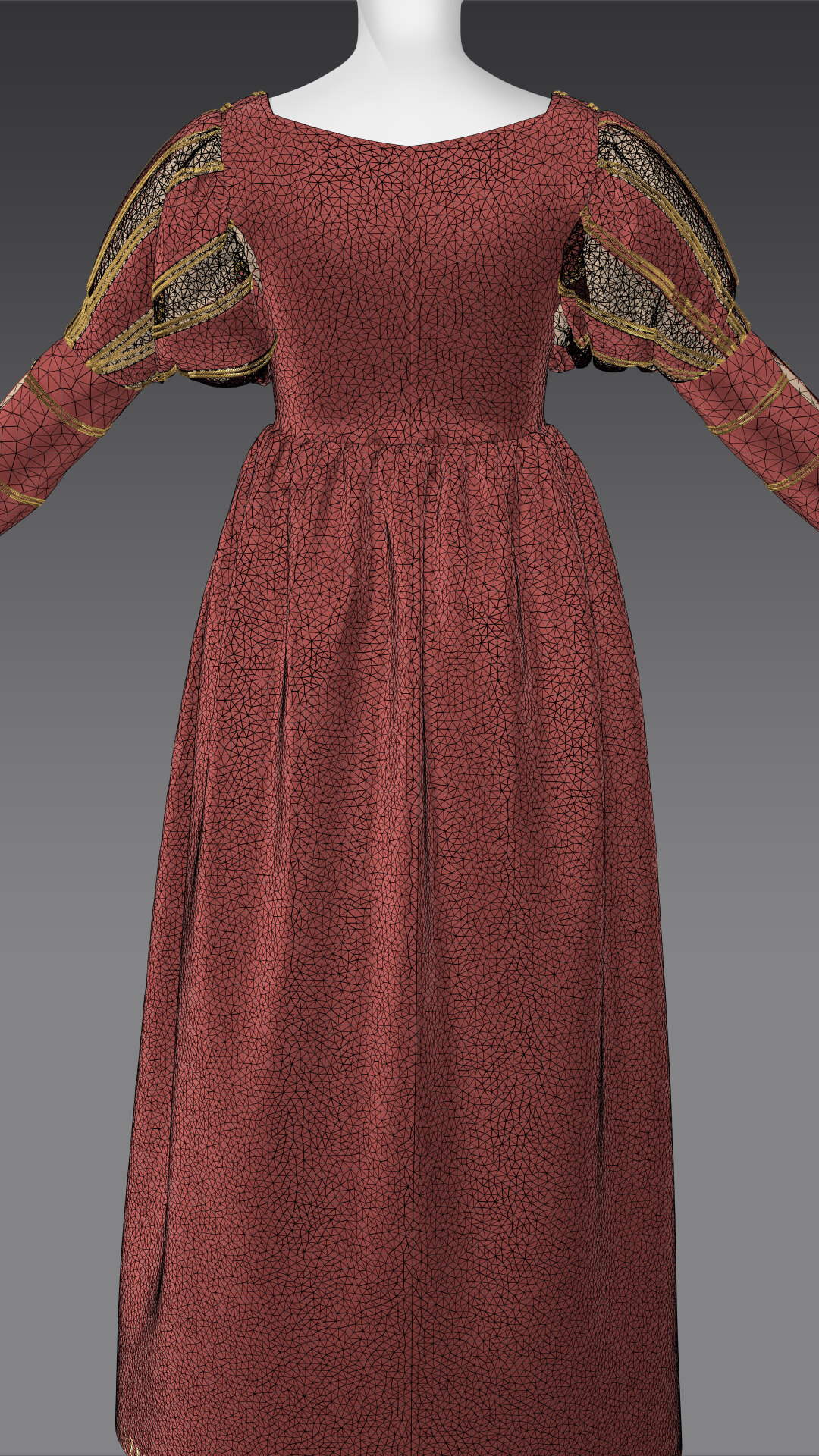 Italian Renaissance Dress, Historical Gown - 3D Model by 3deelee