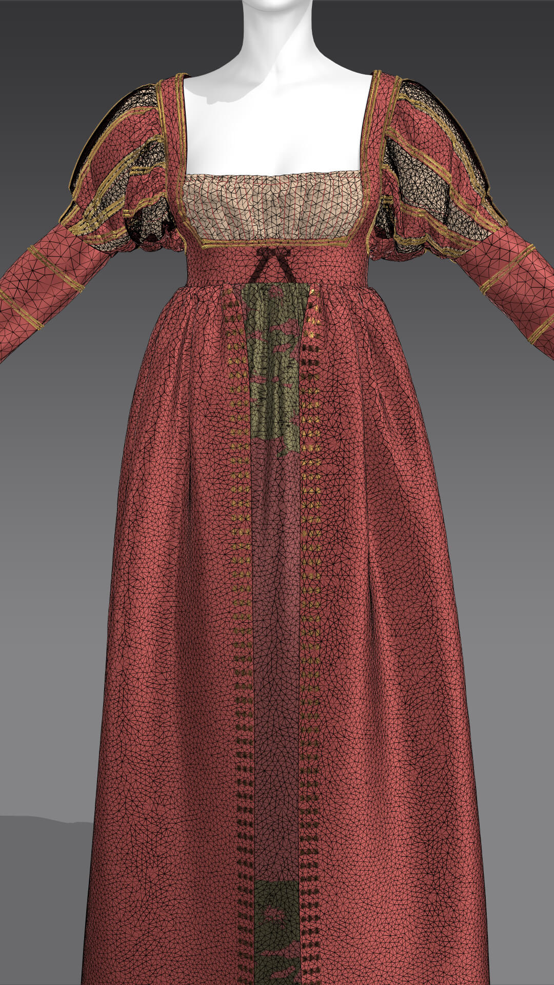 Italian Renaissance Dress, Historical Gown - 3D Model by 3deelee