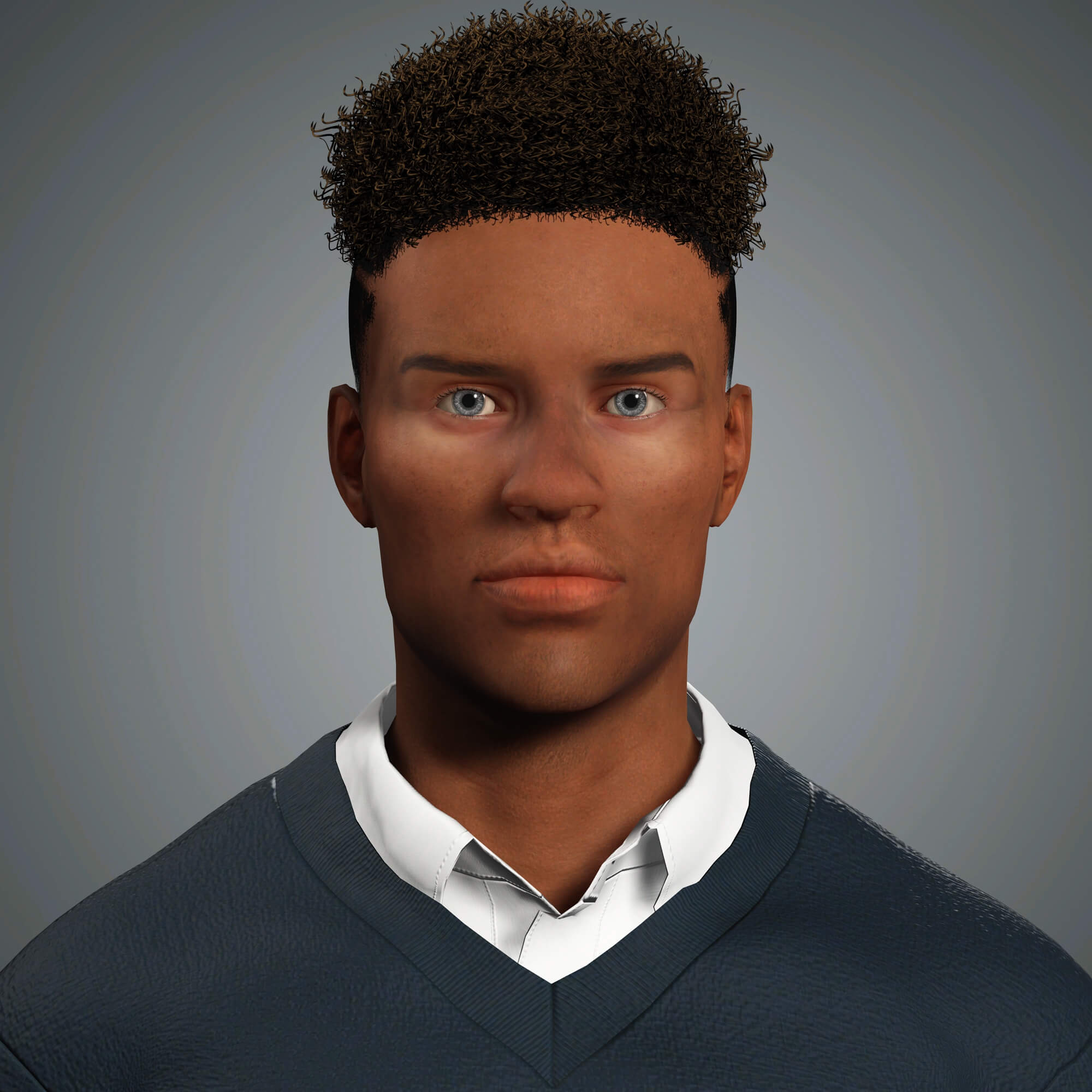 Cartoon Black Male Character Ready for Game and Animation - 3D Model by ...