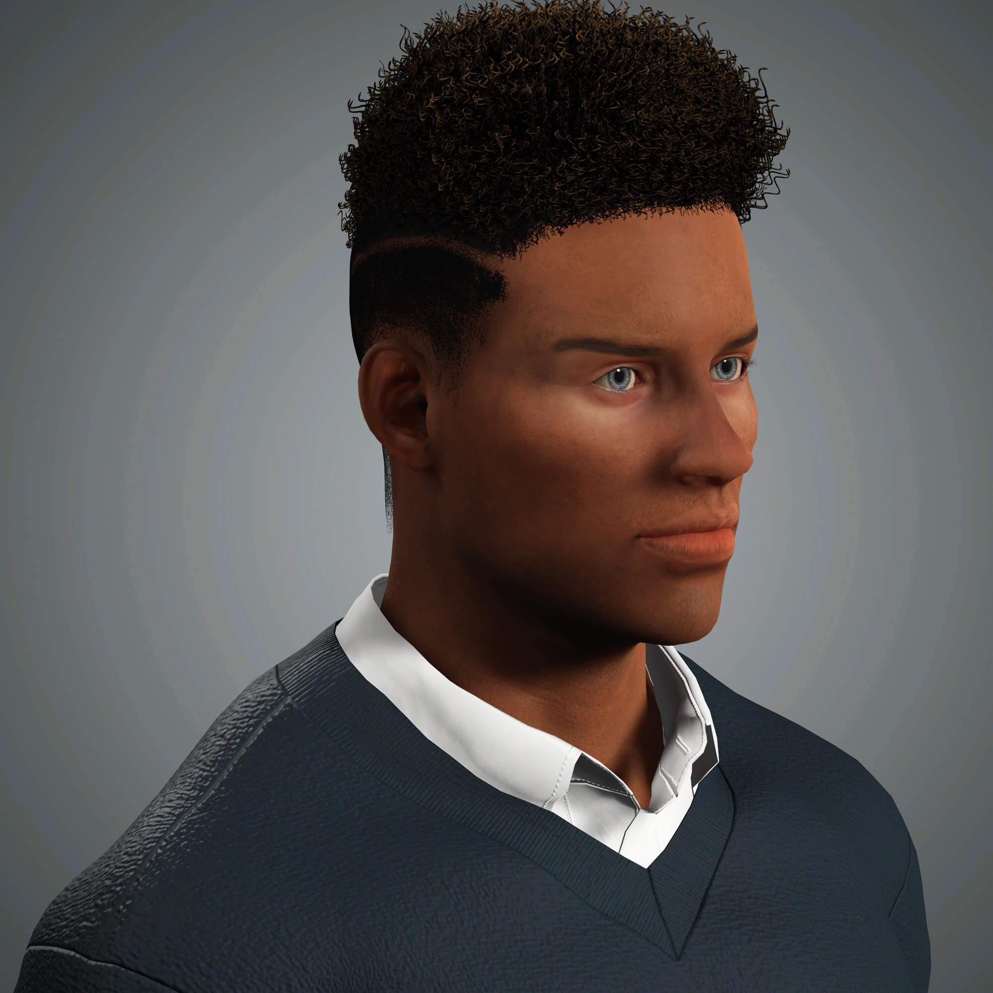Cartoon Black Male Character Ready for Game and Animation - 3D Model by ...