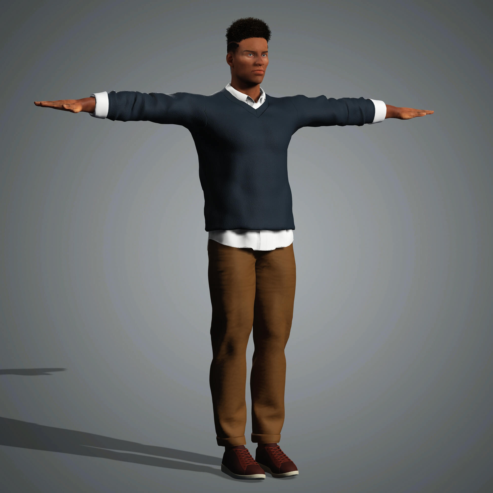 Cartoon Black Male Character Ready for Game and Animation - 3D Model by ...