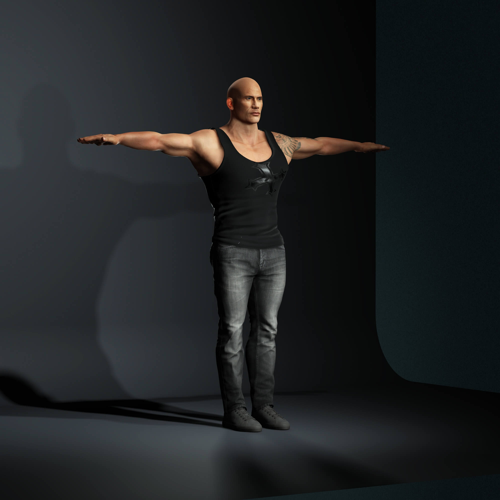 Dwayne Johnson 3D Model Low Poly by 3designer94