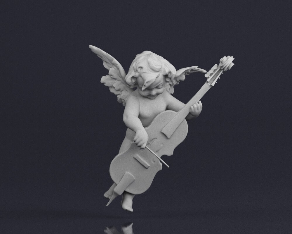 001517 Heavenly Melodies Angel Playing Violin - 3D Model by 3DFarm