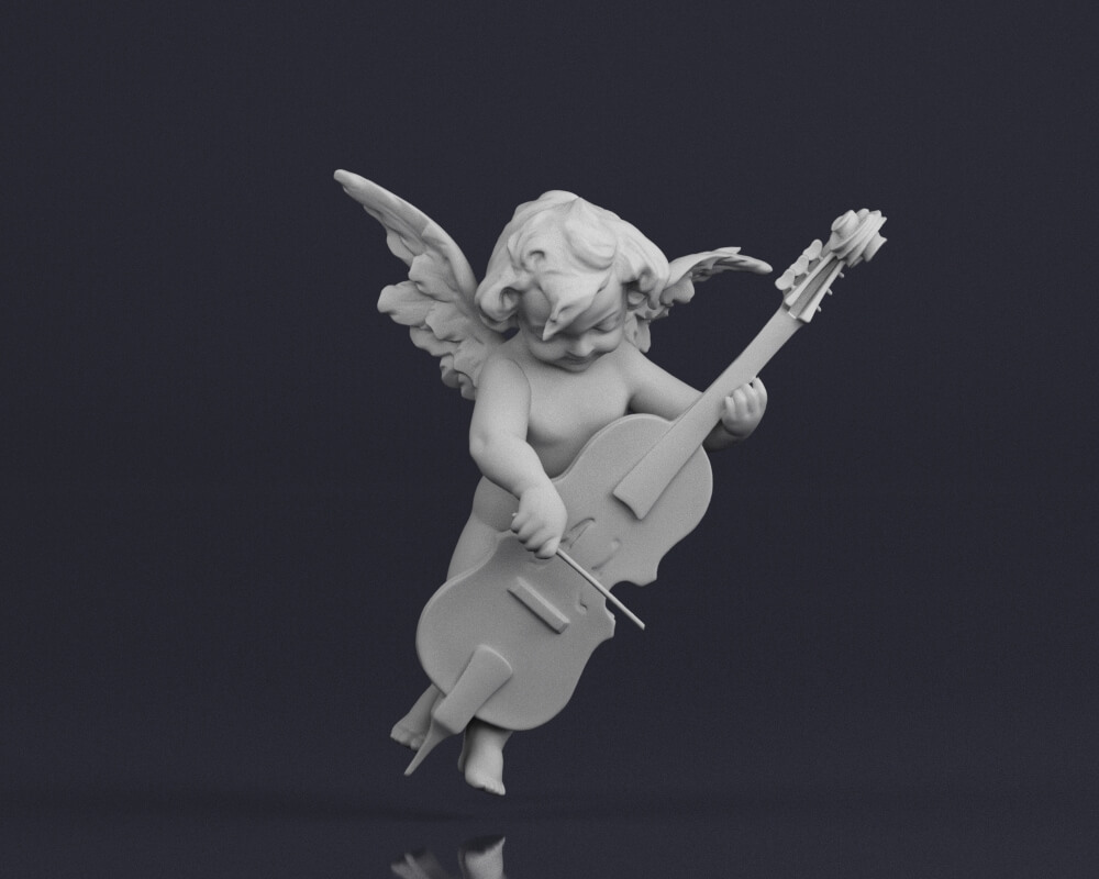 001517 Heavenly Melodies Angel Playing Violin - 3D Model by 3DFarm