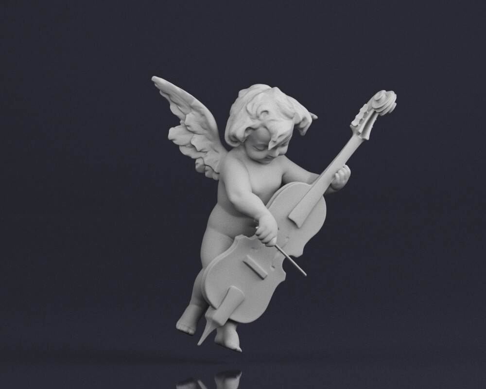 001517 Heavenly Melodies Angel Playing Violin - 3D Model by 3DFarm