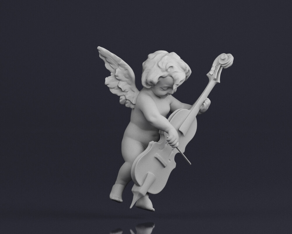 001517 Heavenly Melodies Angel Playing Violin - 3D Model by 3DFarm