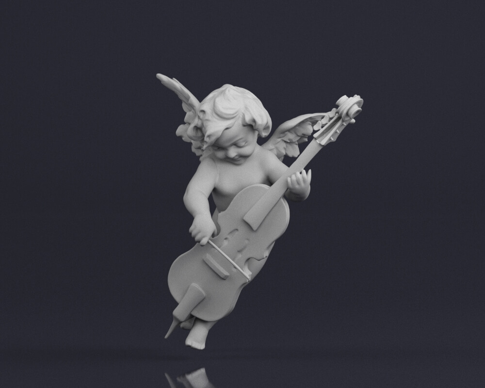 001517 Heavenly Melodies Angel Playing Violin - 3D Model by 3DFarm