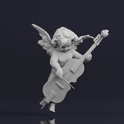 001517 Heavenly Melodies Angel Playing Violin - 3D Model by 3DFarm