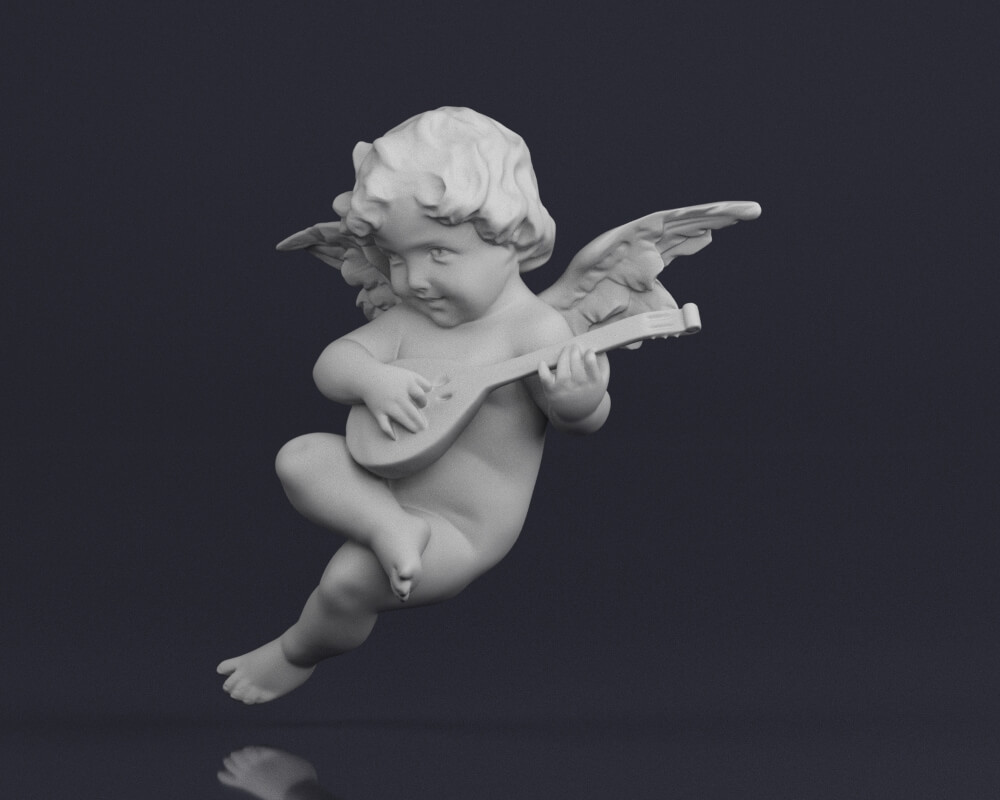 001518 Heavenly Melodies Angel With Mandolin - 3D Model by 3DFarm