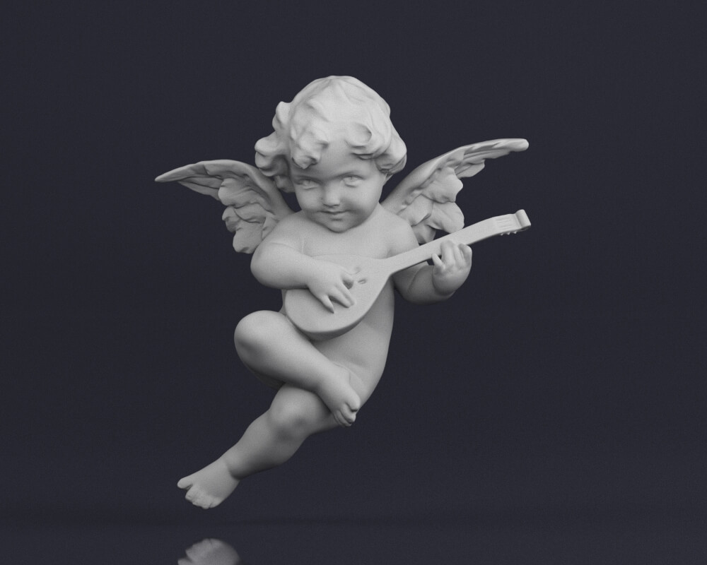 001518 Heavenly Melodies Angel With Mandolin - 3D Model by 3DFarm