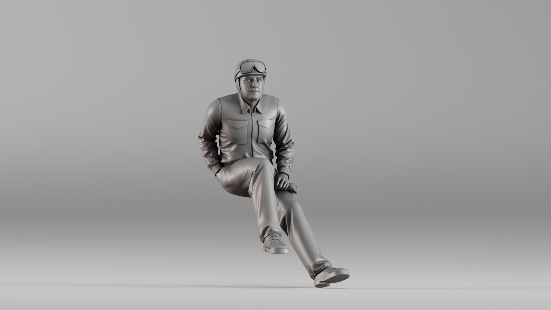 001604 Vintage Racing Driver – Seated Pose - 3D Model by 3DFarm