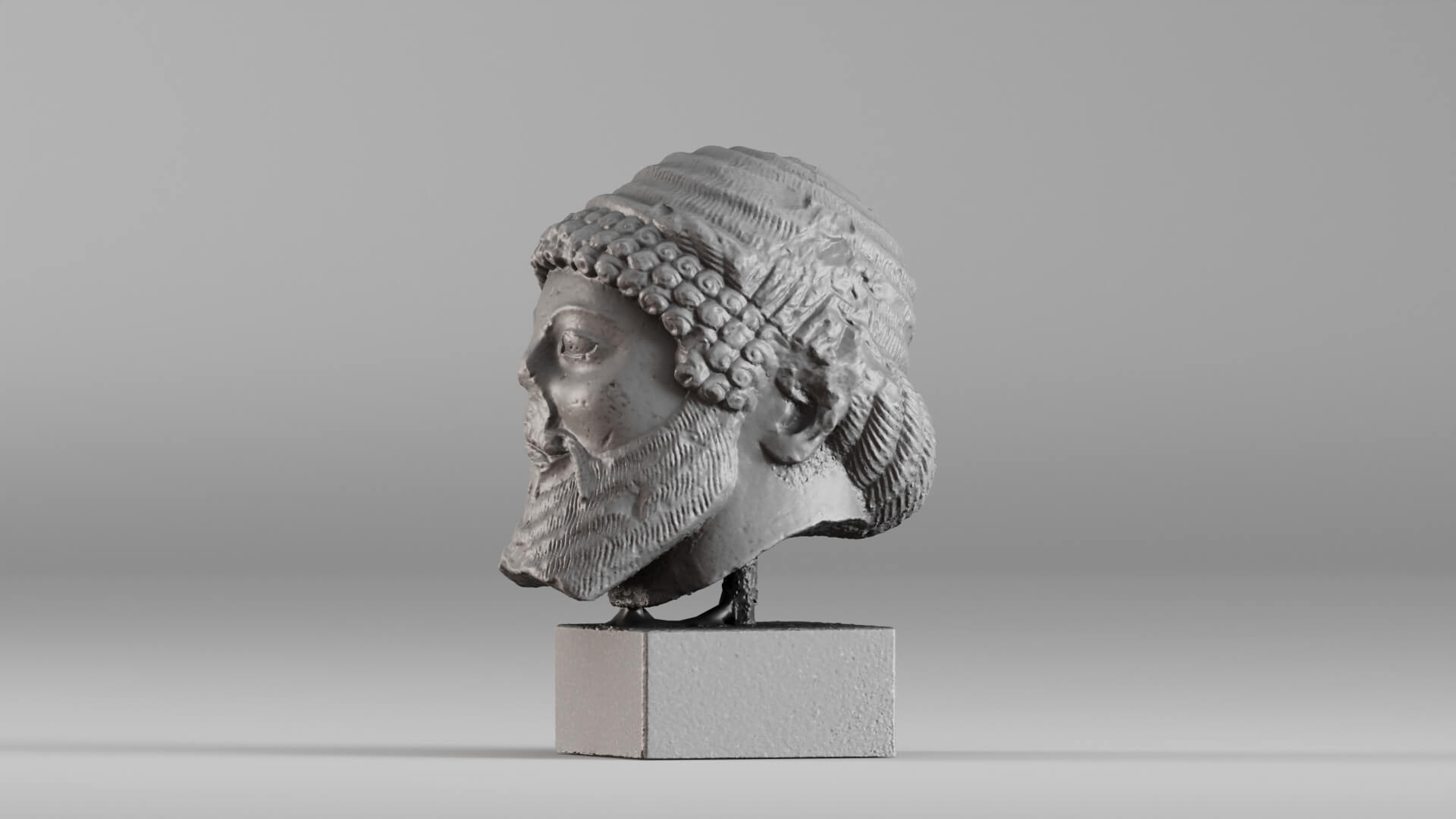 001613 Ancient Stone Head Sculpture - 3D Model by 3DFarm
