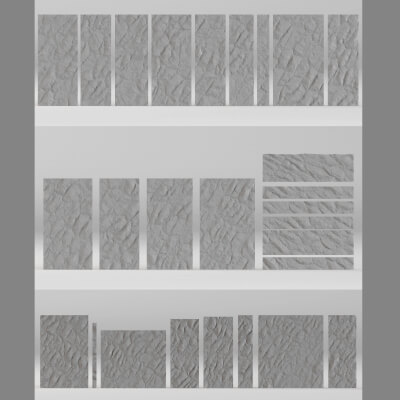 001677 Modular Concrete Wall Kit — Relief Panels - 3D Model by 3DFarm