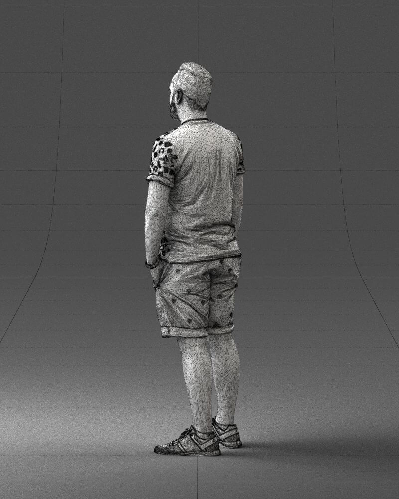 Bearded Man In Shorts 0323 3d Model By 3dfarm