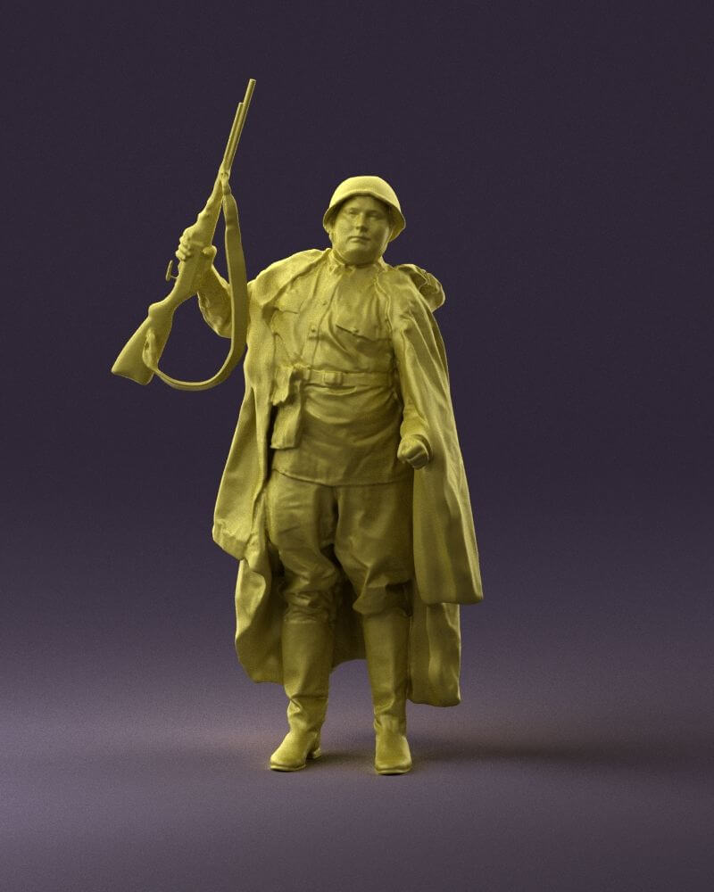 001012 Big Man in Soviet Soldier Suit with Ppsh - 3D Model by 3DFarm