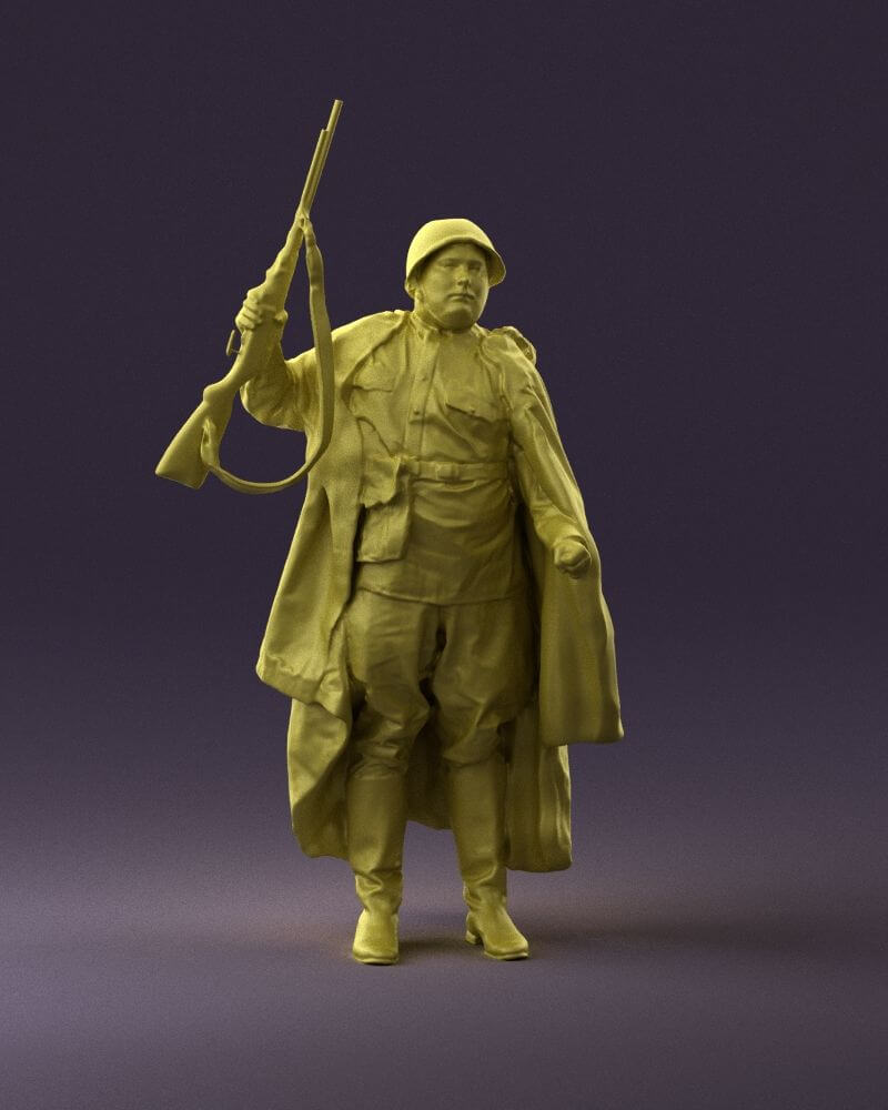 001012 Big Man in Soviet Soldier Suit with Ppsh - 3D Model by 3DFarm