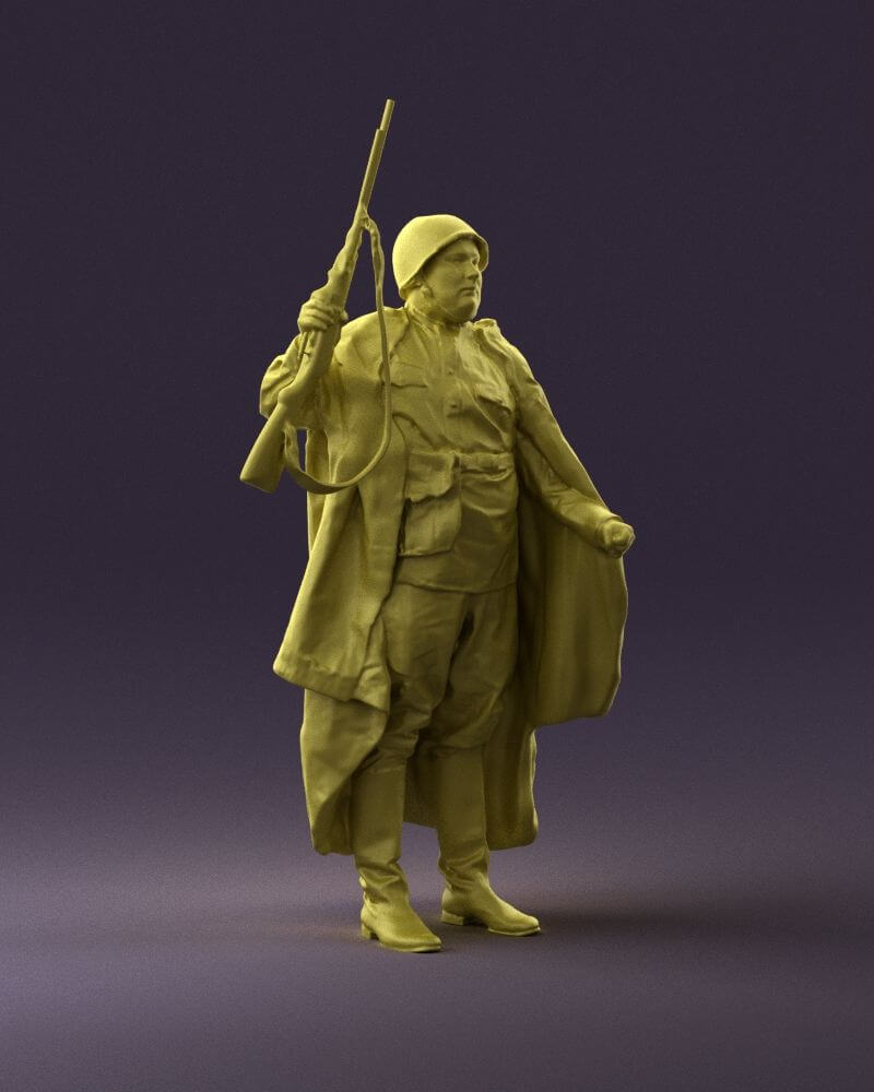 001012 Big Man in Soviet Soldier Suit with Ppsh - 3D Model by 3DFarm