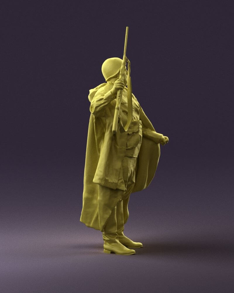 001012 Big Man in Soviet Soldier Suit with Ppsh - 3D Model by 3DFarm