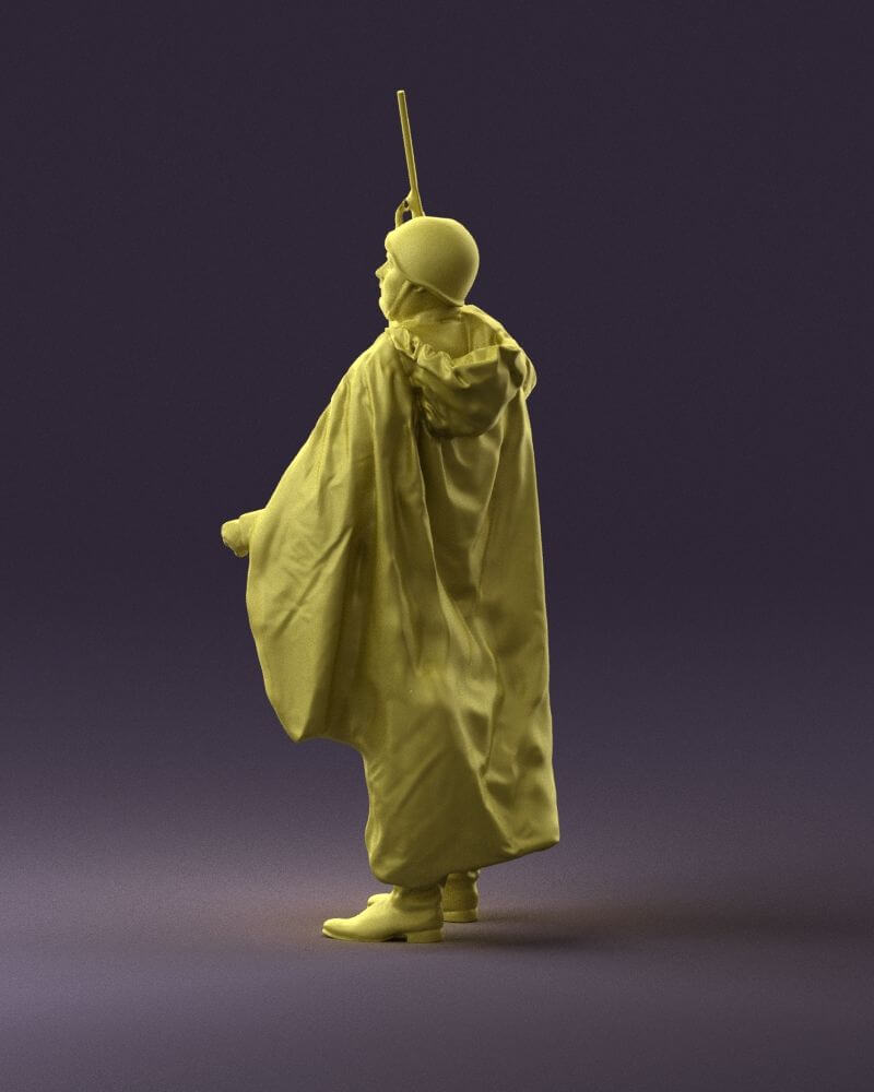 001012 Big Man in Soviet Soldier Suit with Ppsh - 3D Model by 3DFarm