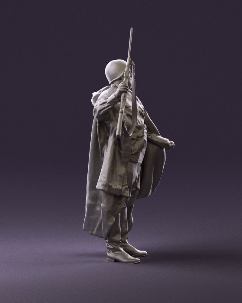 001012 Big Man in Soviet Soldier Suit with Ppsh - 3D Model by 3DFarm